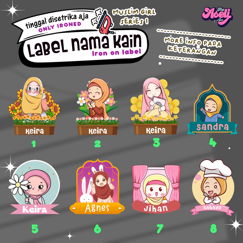 Jual ASELINCO Stiker sticker baju setrika untuk seragam tema anak ...