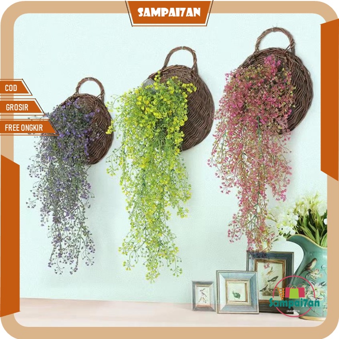 Jual Tanaman Bunga Hias Juntai Plastik Palsu Dekorasi Dinding Rumah ...