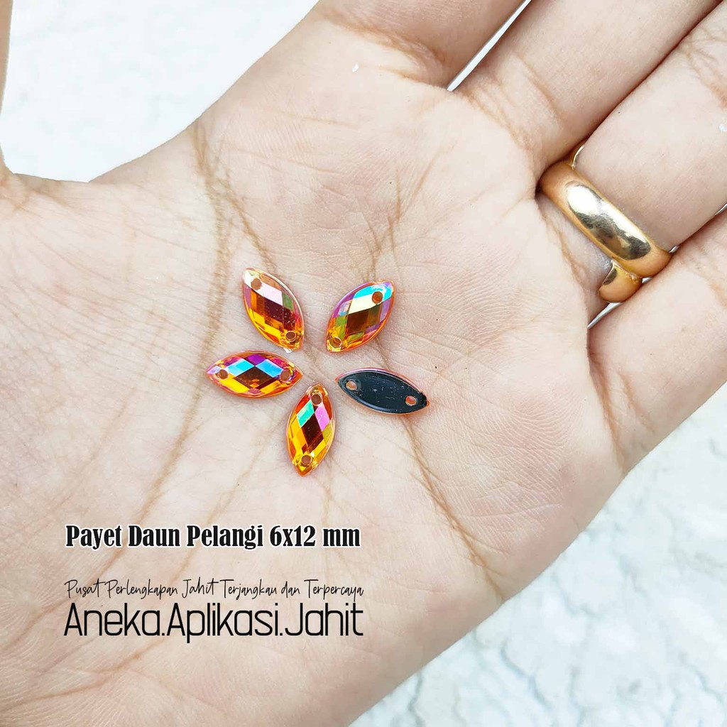 Jual 100 BIJI PAYET PADI / DAUN 6X12 MM PELANGI | Shopee Indonesia