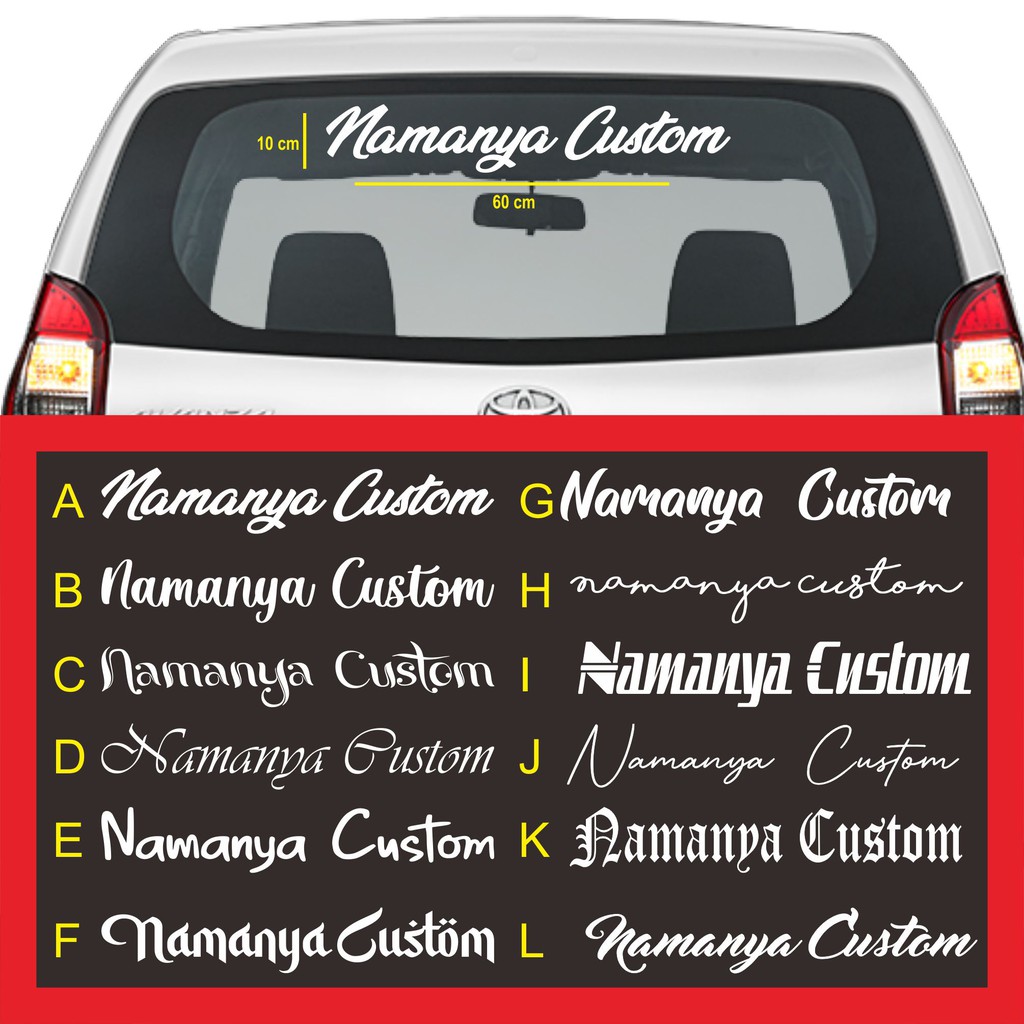 Jual Stiker Mobil Cutting Sticker Nama Custom Body dan Kaca Depan ...