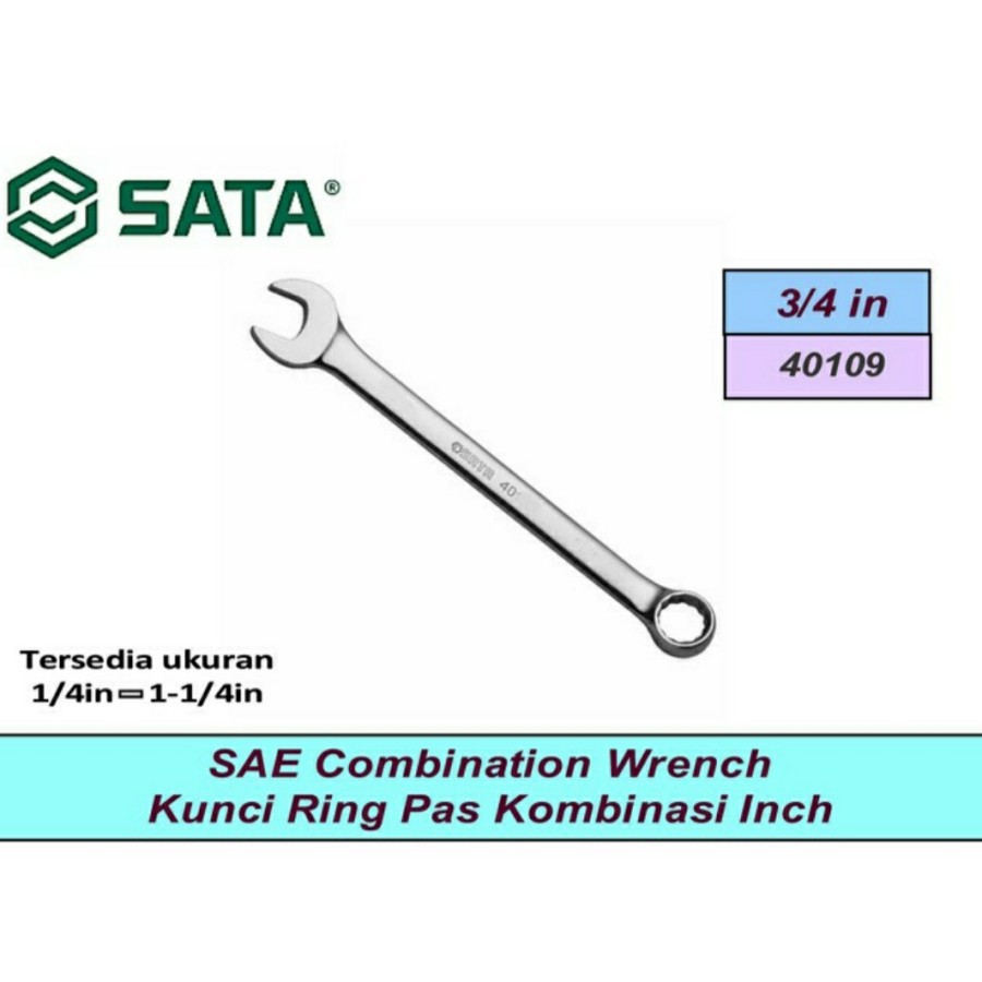Jual SATA 40109 Kunci Ring Pas 3/4" Inchi SAE Combination Wrench 3/4 ...