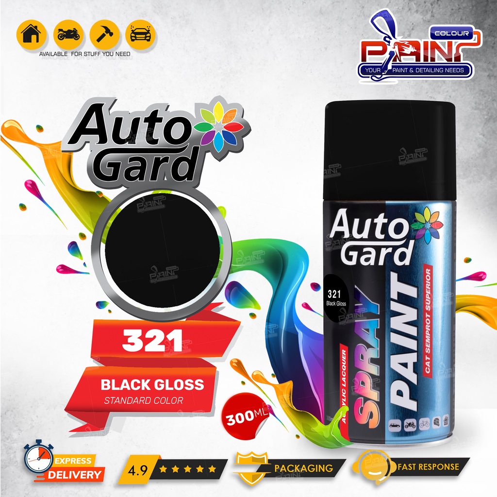 Jual AutoGard Black Gloss AG-321 Cat Semprot Akrilik Hitam Mobil Motor ...