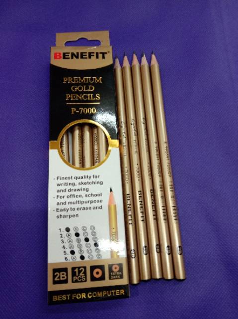 Jual Pensil 2b Metalik Gold Benefit P 700 Isi 12 Pcs Shopee
