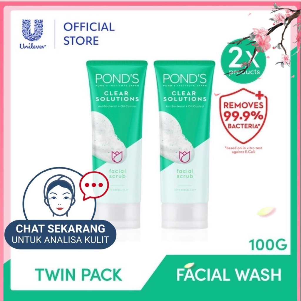 Jual Ponds Clear Solution Facial Scrub 100gr Twin Pack | Shopee Indonesia