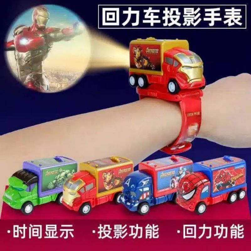 Jual Jam Tangan Anak Mobil Pullback Avenger LED Proyektor | Shopee ...