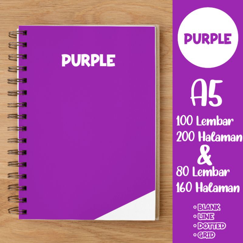 Jual Purple Notebook A5 100 Lembar 200 Halaman Tebal | Shopee Indonesia