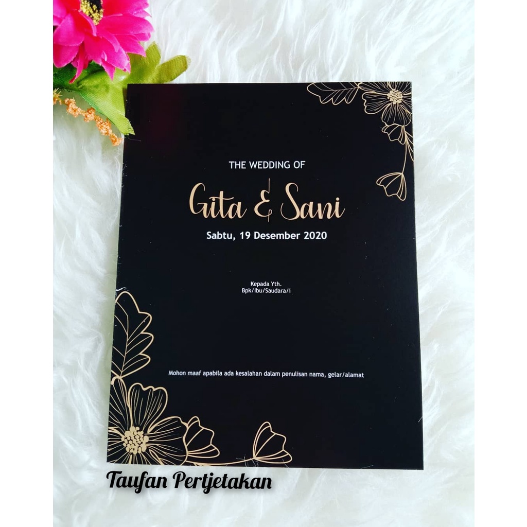 Jual Undangan pernikahan nikah custom simpel hitam block | Shopee Indonesia