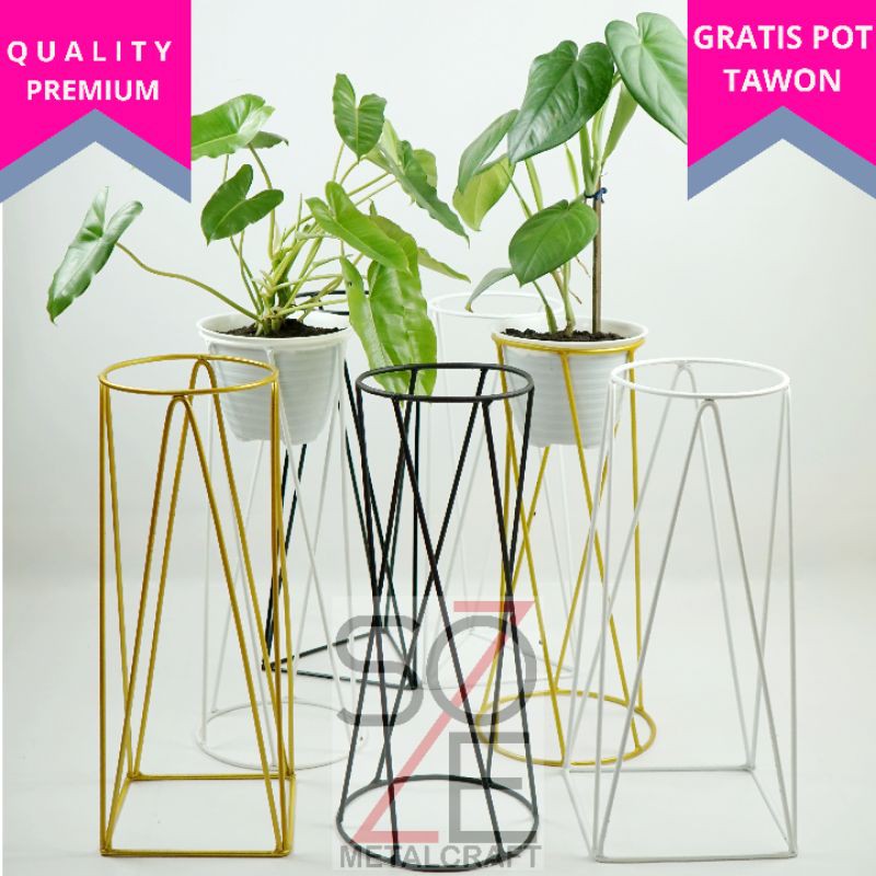 Jual STANDING POT DUDUKAN BESI BUNGA MINIMALIS TINGGI 40 & 50 cm WARNA ...