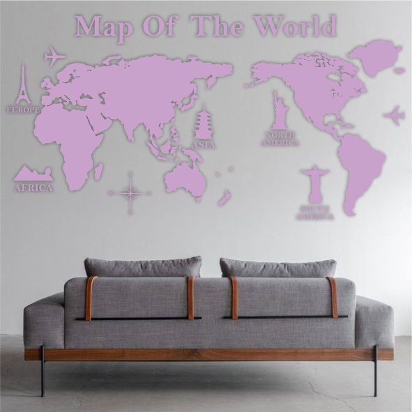Jual stiker wall cutting sticker World Map Peta Dunia stiker dinding ...