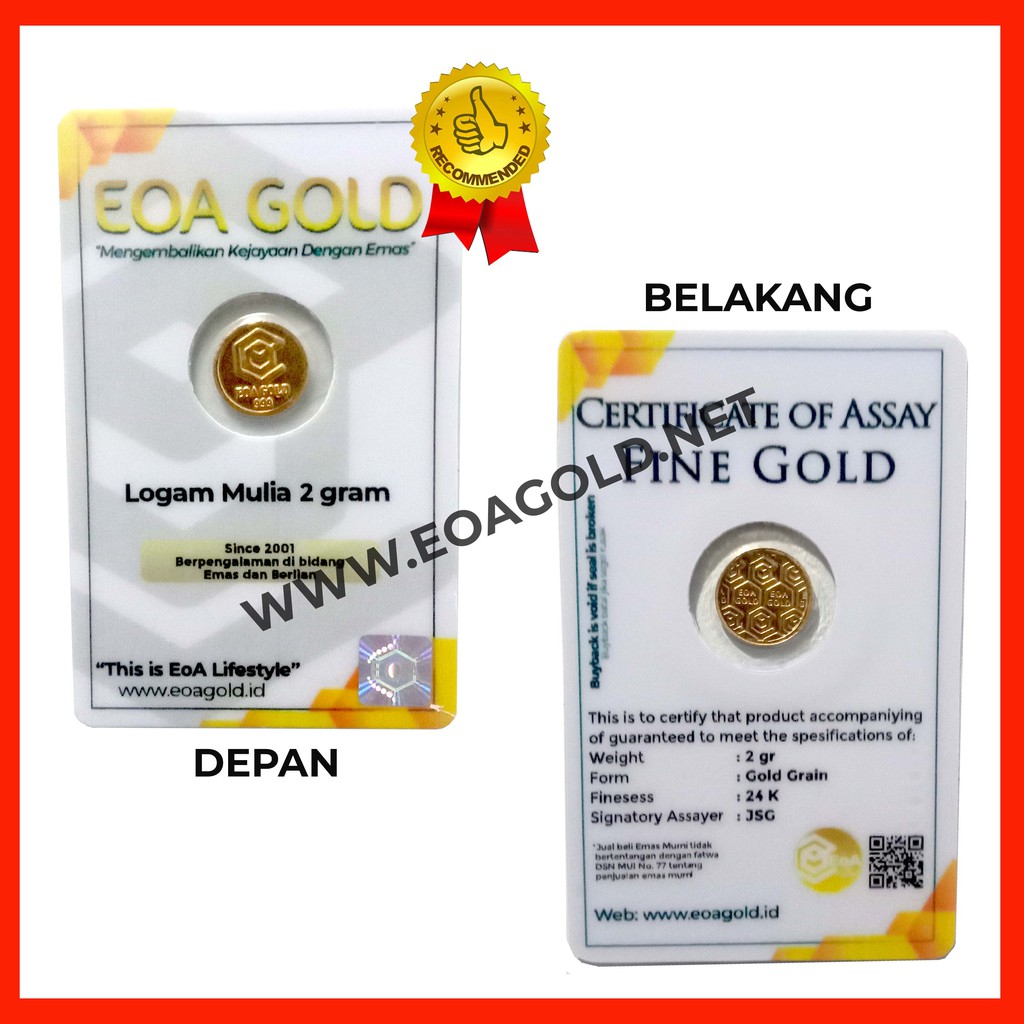 Jual Emas Mini Gold EOA GOLD 2gr Logam Mulia 24 Karat | Shopee Indonesia