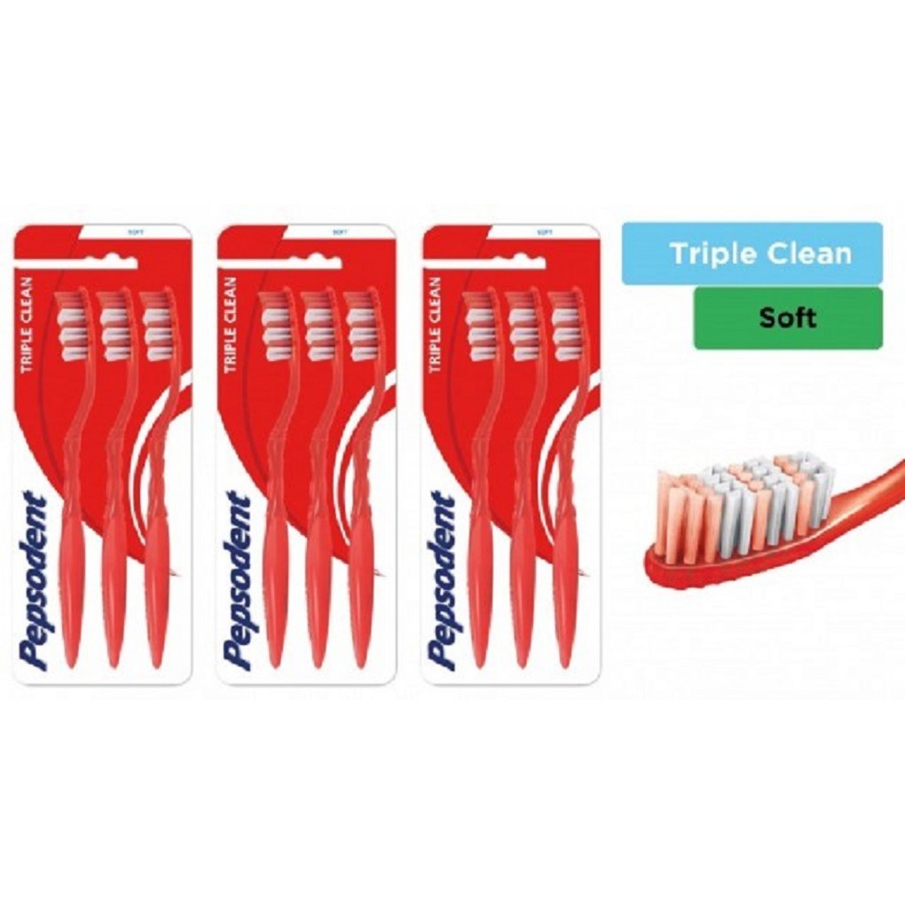 Jual Pepsodent Triple Clean Sikat Gigi Soft Isi 3 Multi Pack | Shopee ...