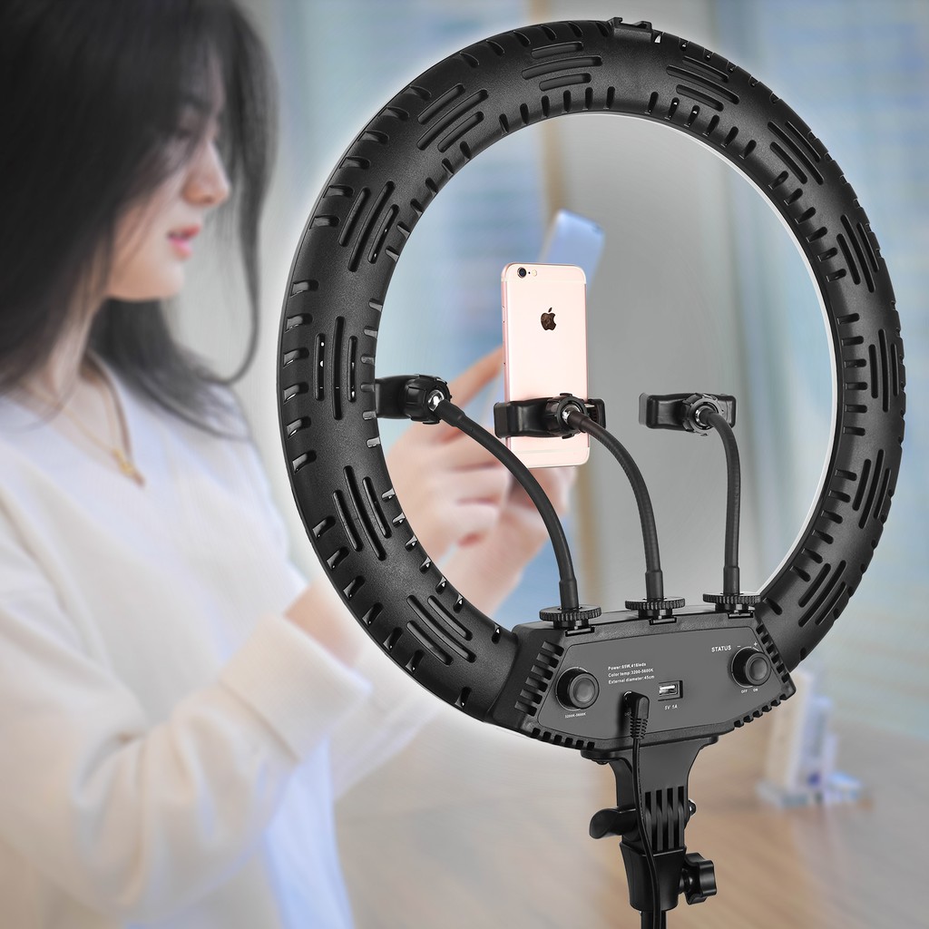 Jual Ring Light RL-18 LED Complete Set Vlog Photography 3 Holder | Shopee Indonesia