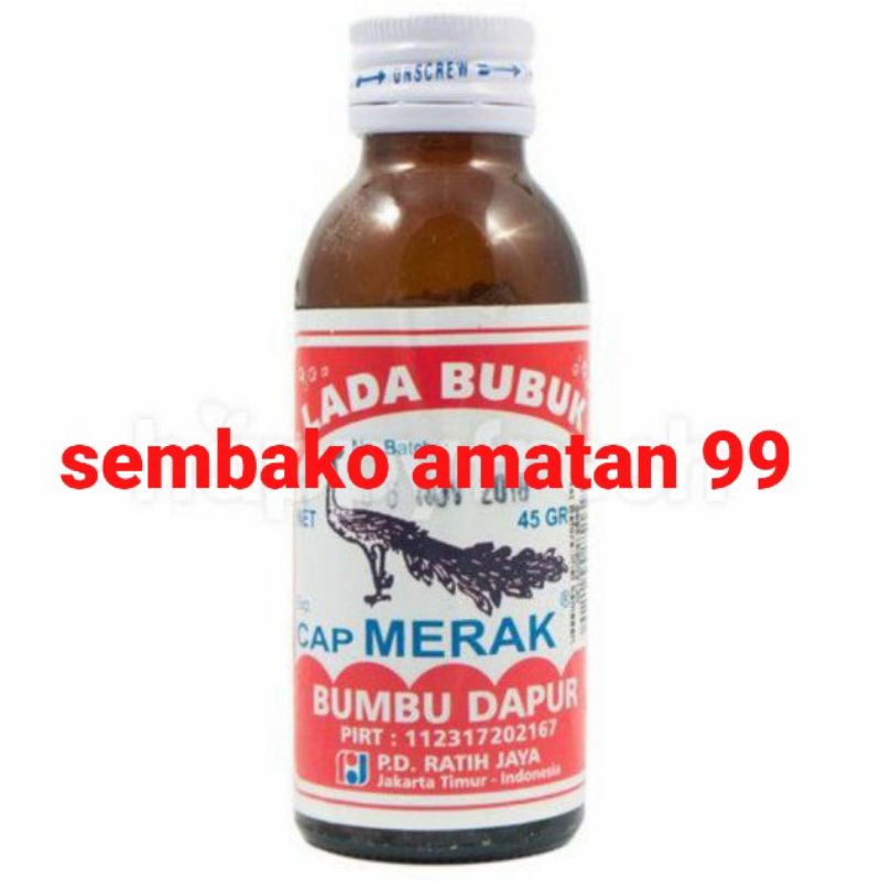 Jual Lada Bubuk Cap Merak Kemasan Botol Isi 45 Gram Ekonomis | Shopee ...