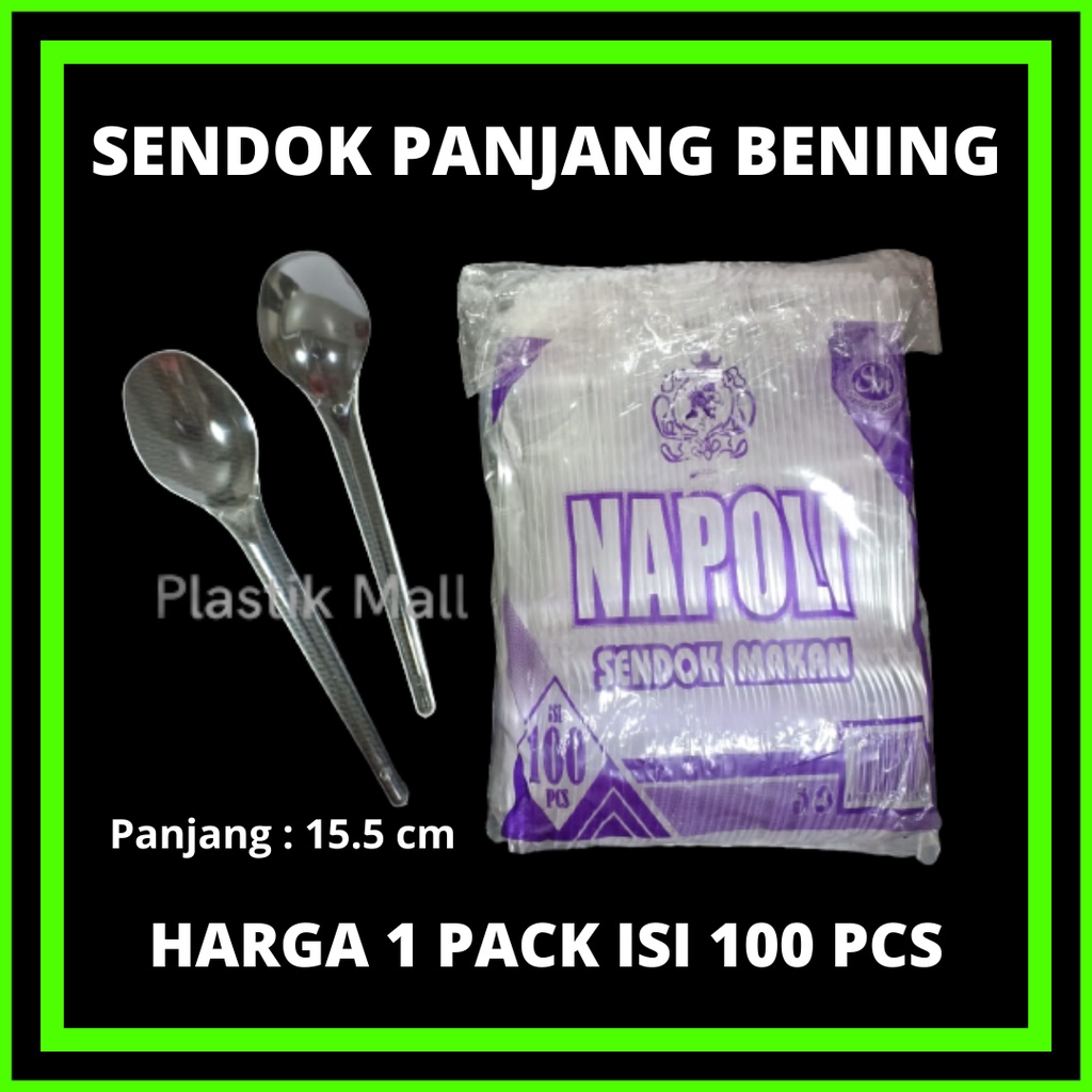 Jual Sendok Makan Panjang BENING NAPOLI / Sendok Plastik Bening Murah ...
