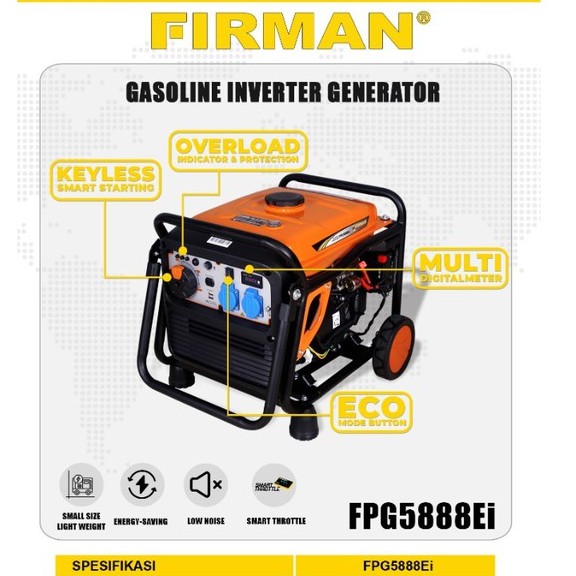 Jual Mesin Generator Set Genset Gasoline Inverter 4000 watt FPG5888EI ...