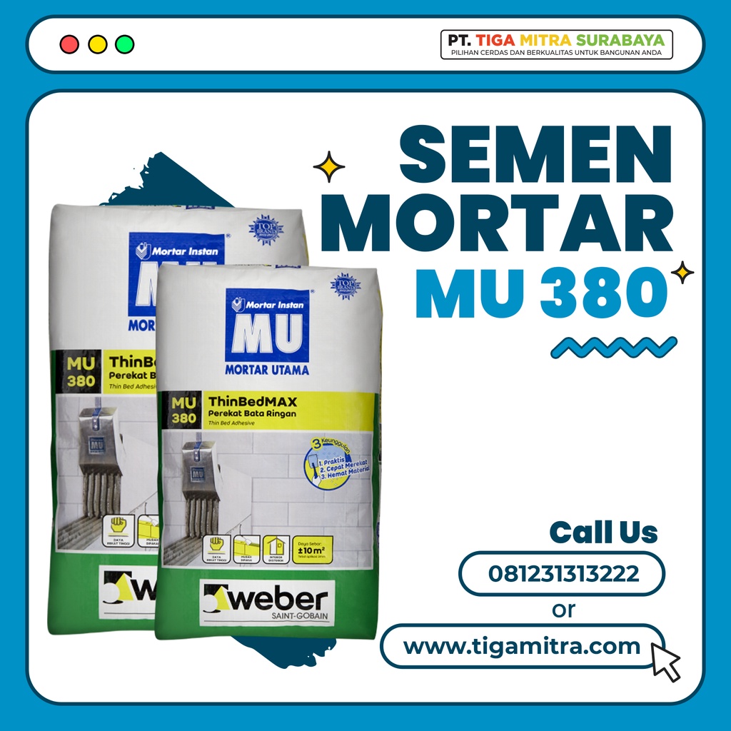 Jual Semen Mortar Perekat Bata Ringan // MU 380 @40 Kg | Shopee Indonesia