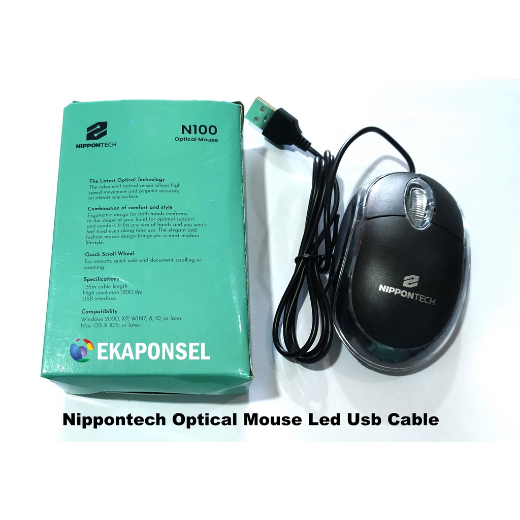 Jual MOUSE USB Nippontech Optical Mouse LED Usb Cable | Shopee Indonesia