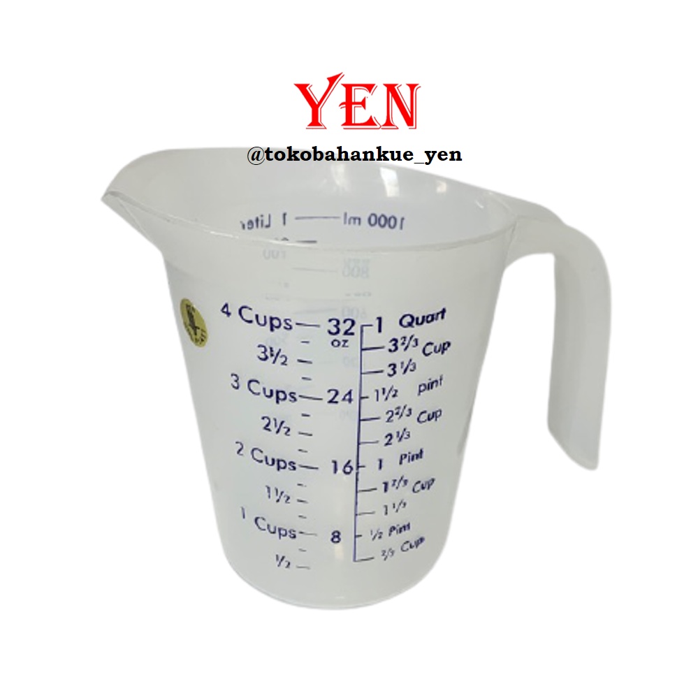 Jual Owl Plast Gelas Ukur / Gelas Takar / Measuring Cup with Handle 1000ml | Shopee Indonesia