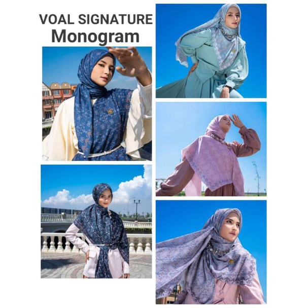Jual Voal Monogram - Hijab Voal Square Printing | Shopee Indonesia