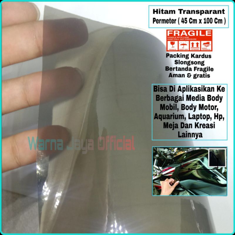 Jual PERMETER/100cm Sticker Stiker Skotlet Scotlite Black Hitam Transparan Tembus Setiker ...