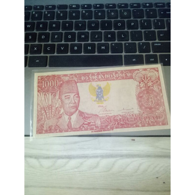 Jual uang lawas 1000 rupiah tahun 1964 merah (3 perempuan menari ...