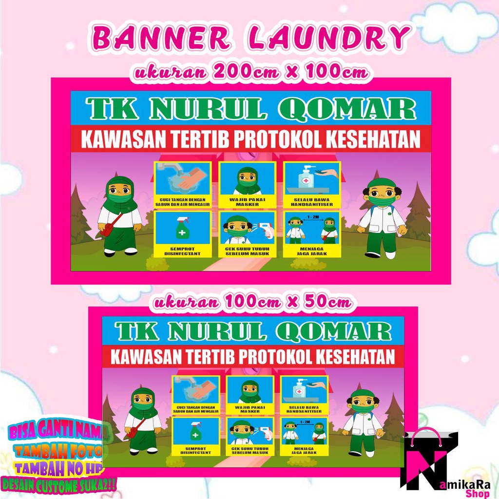 Jual Banner Spanduk Backdrop Protokol Kesehatan Sekolah / Banner PTM ...