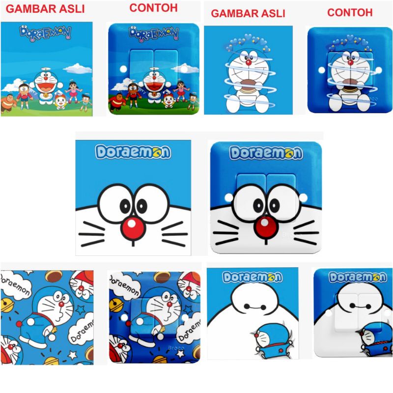 Jual Sticker Colokan Listrik / Stiker Saklar Lampu Karakter Kucing Biru ...