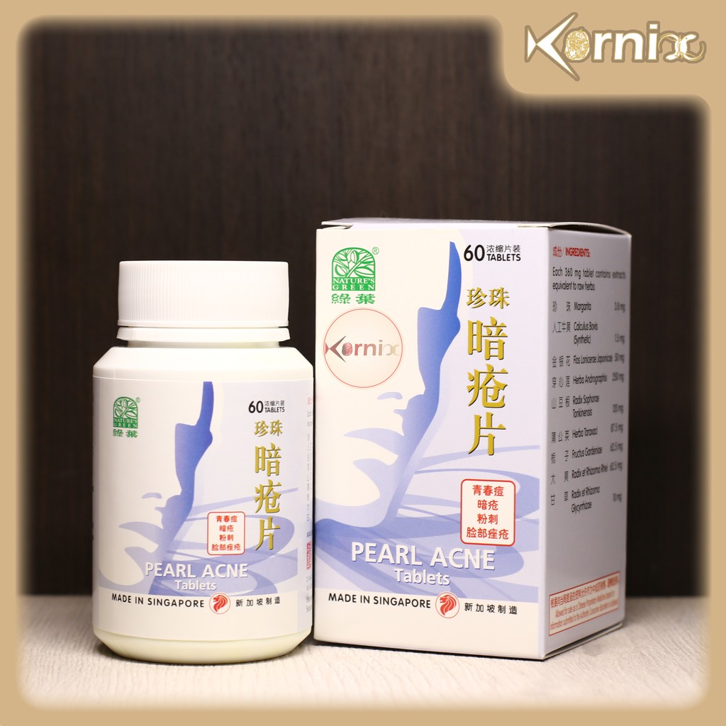 Jual Nature's Green Pearl Acne Tablets Ling Zhu—Obat Jerawat,Bisul ...