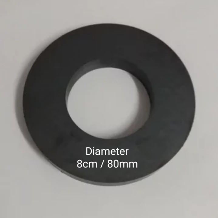 Jual MAGNET BULAT HITAM LUBANG STD FERIT FERRITE DIAMETER 8cm 80mm ...