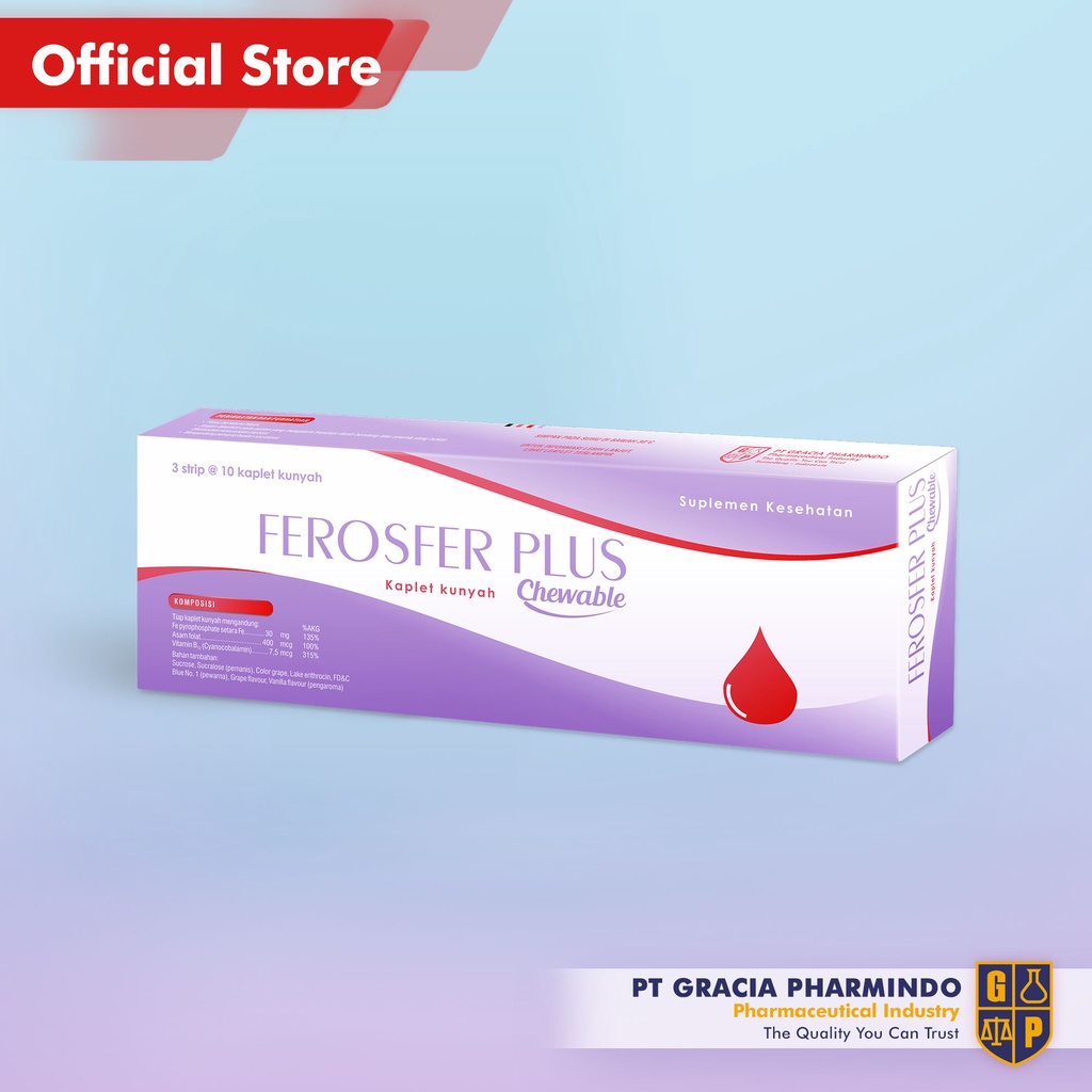 Jual Ferosfer Plus Chewable Suplement Zat Besi, Asam Folat Dan Vitamin ...