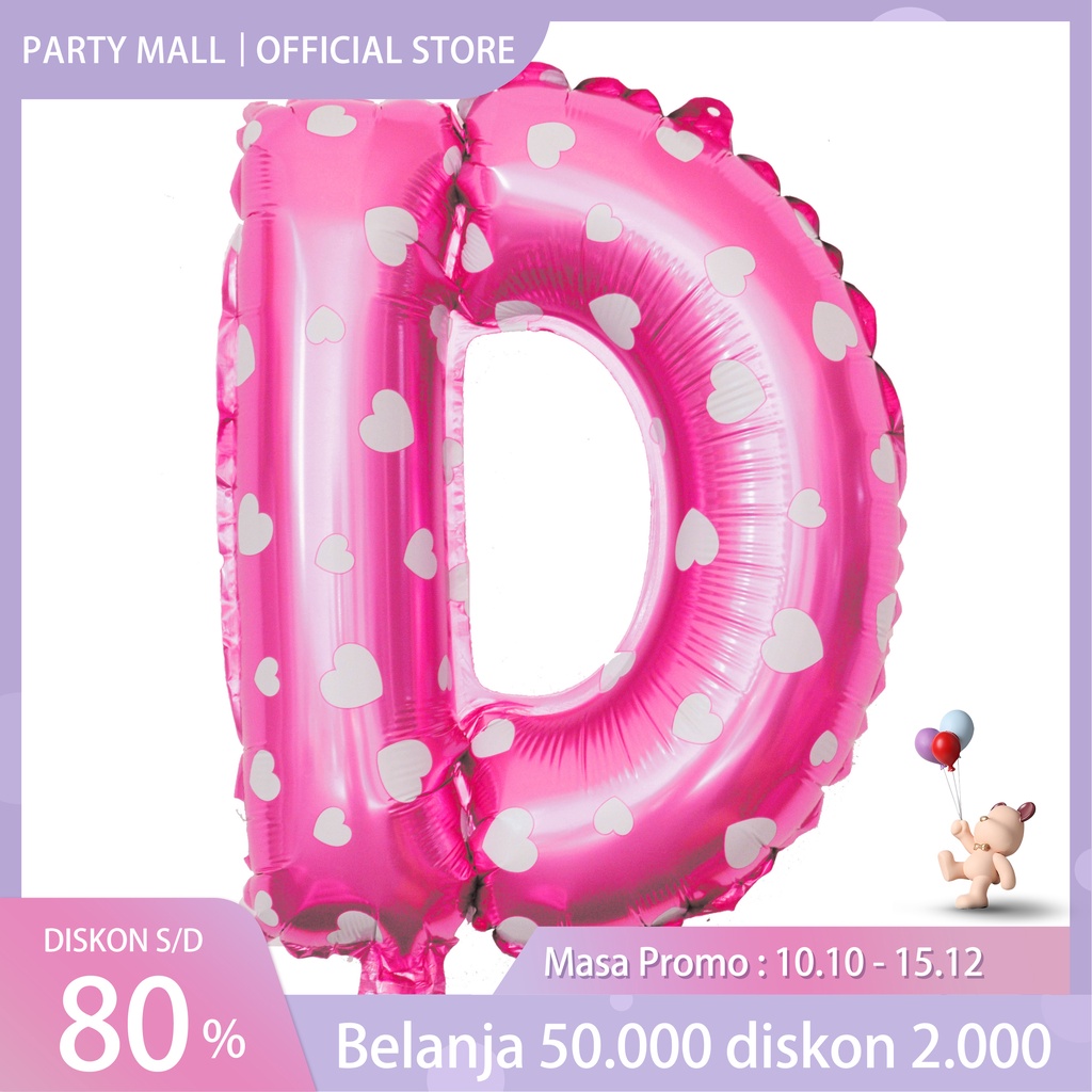 Jual Balon Foil Huruf Pink 16 Inch 40cm Abjad Alphabet A-Z Balon Foil ...