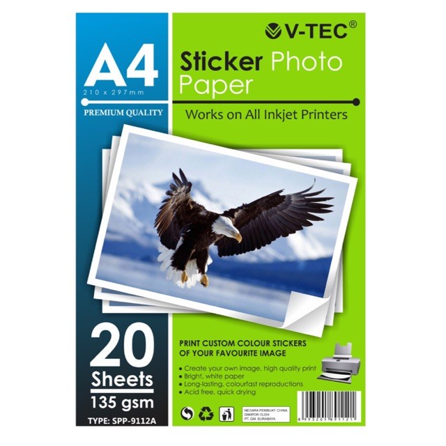 Jual Sticker Glossy Photo Paper VTEC - Kertas Sticker Foto VTEC 135gsm ...
