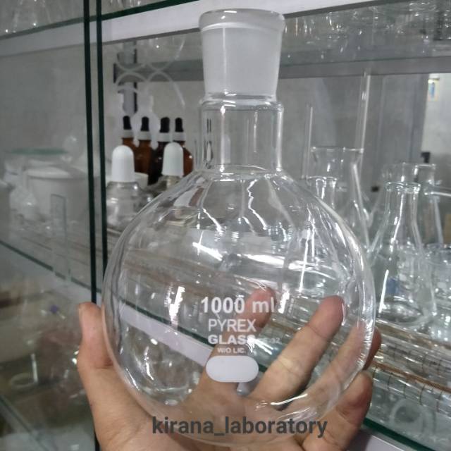 Jual Boiling flas - labu didih 1000ml Pyrex Round/flat botom clas A ...