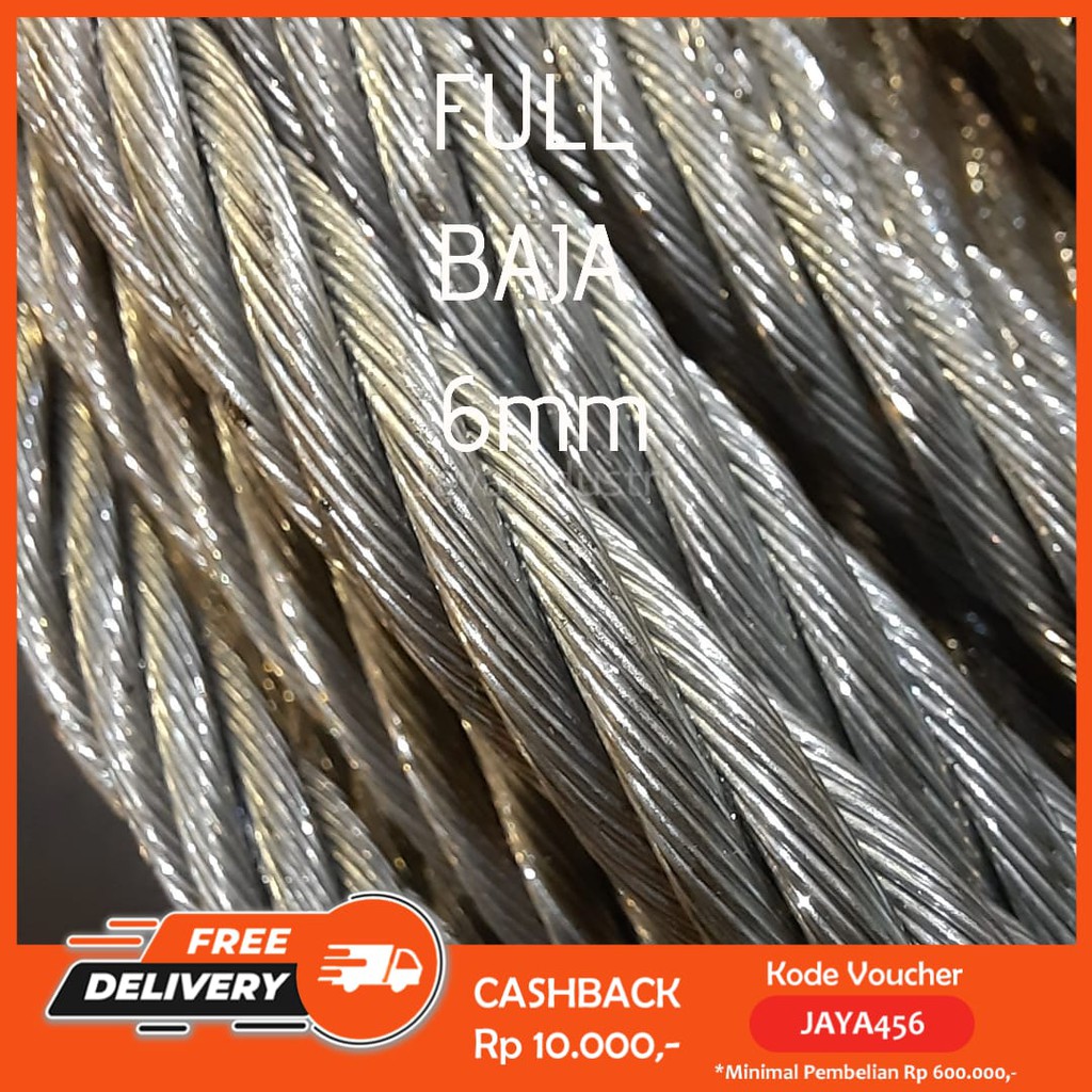 Jual 6mm Kawat Seling Full Baja IWRC 6x19 Tali Sling Untuk Angkat Barang Berat / Derek Truk Wire ...