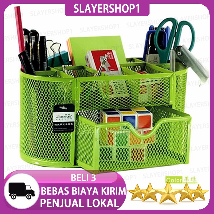 Jual Slayershop 9 Cells Desk Organizer Metal Mesh Desktop Office Pen ...