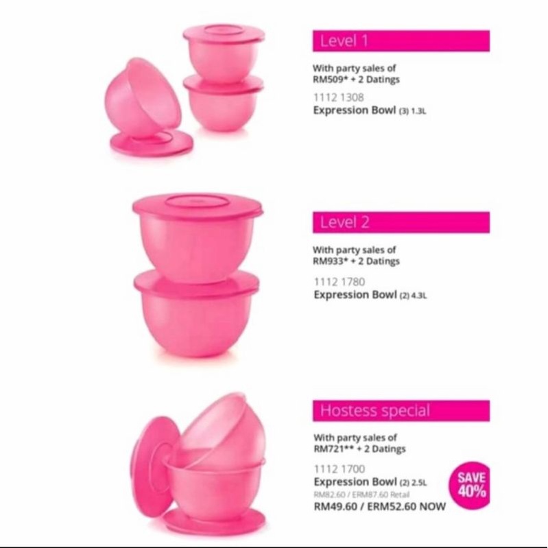 Jual Tupperware expression bowl per pcs - produk malaysia - mangkuk ...
