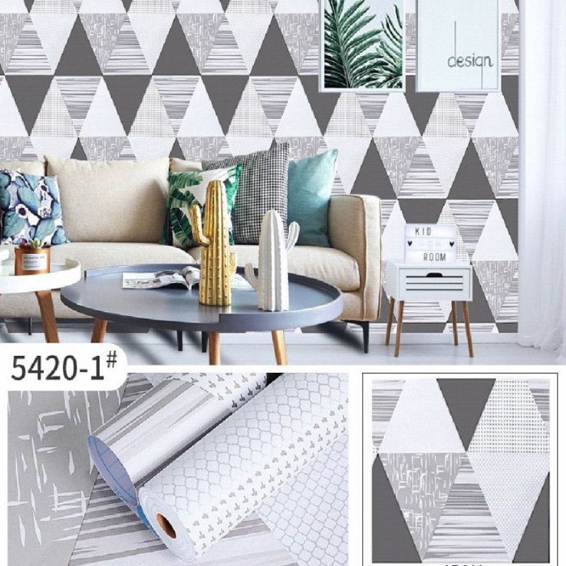 Jual Wallpaper Sticker Dinding Segitiga Abu Dekorasi Dinding Ruang Tamu ...