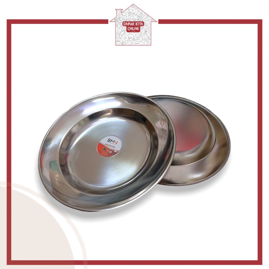 Jual Piring Makan Stainless Diameter 20 cm / 22 cm / 24 cm BMW Bahan Tebal Higienis Murah ...
