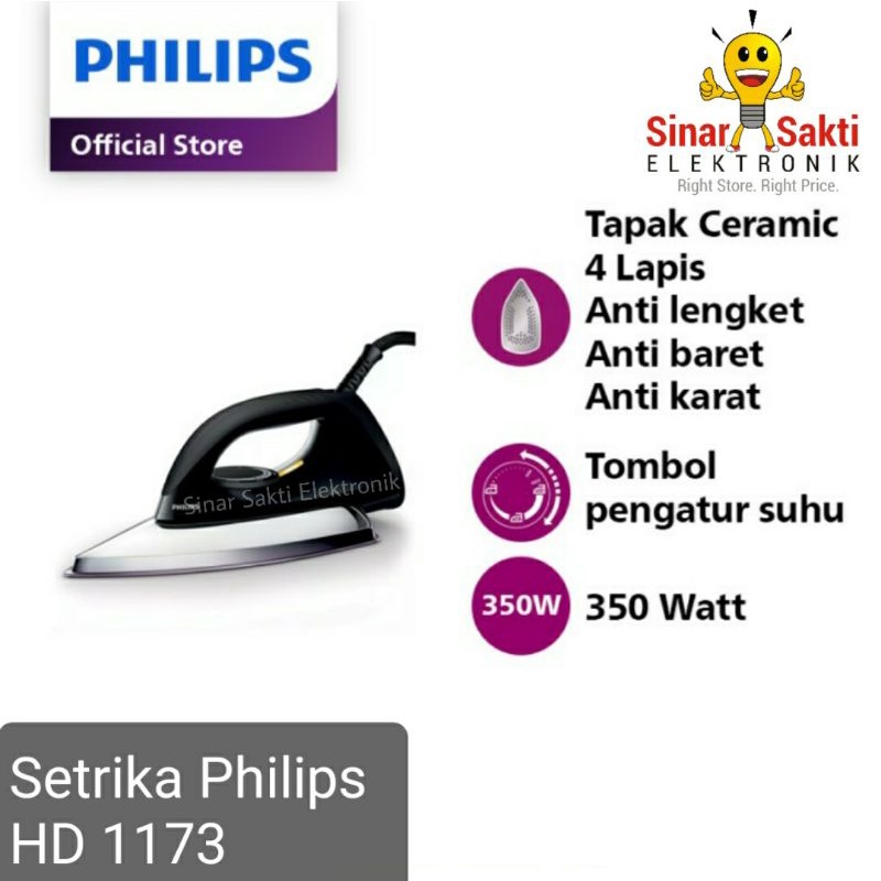 Jual Setrika Philips HD 1173 HD1173 Promo Murah Malang Garansi Resmi ...