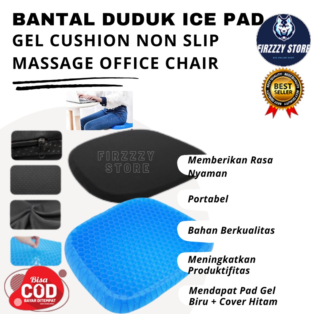Jual Bantal Duduk Ice Pad Gel Cushion Non Slip Massage Office Chair ...