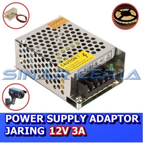 Jual ADAPTOR 12V 3A POWER SUPPLY SWITCHING JARING CCTV LED 12 Volt 3A 5A 10A PSU Travo LED Strip ...