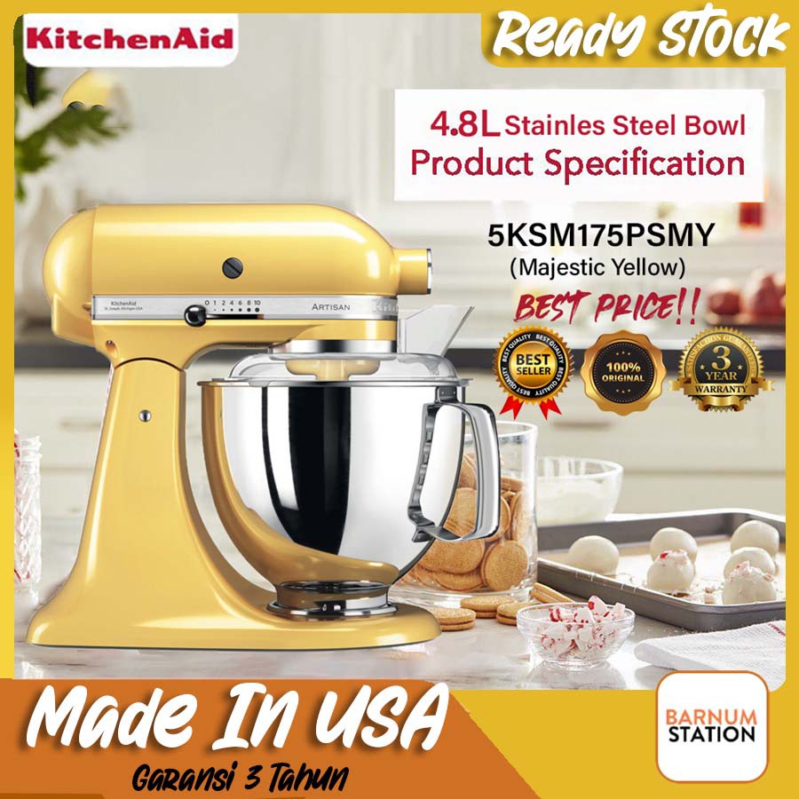 Jual KitchenAid Artisan Stand Mixer Yellow Majestic KSM175PSBMY ...