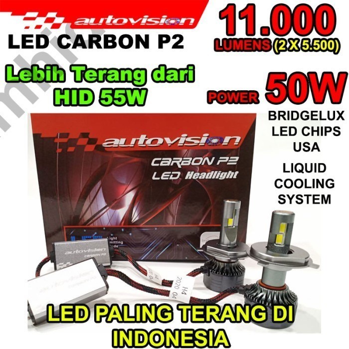 Jual LAMPU LED H1 Autovision CARBON P2 11000Lumens 50W Super Terang ...