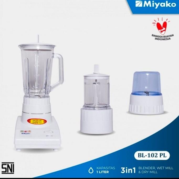 Jual BLENDER MIYAKO 1LITER PLASTIK BL 102 PL/BLENDER MIYAKO PUTIH SNI ...