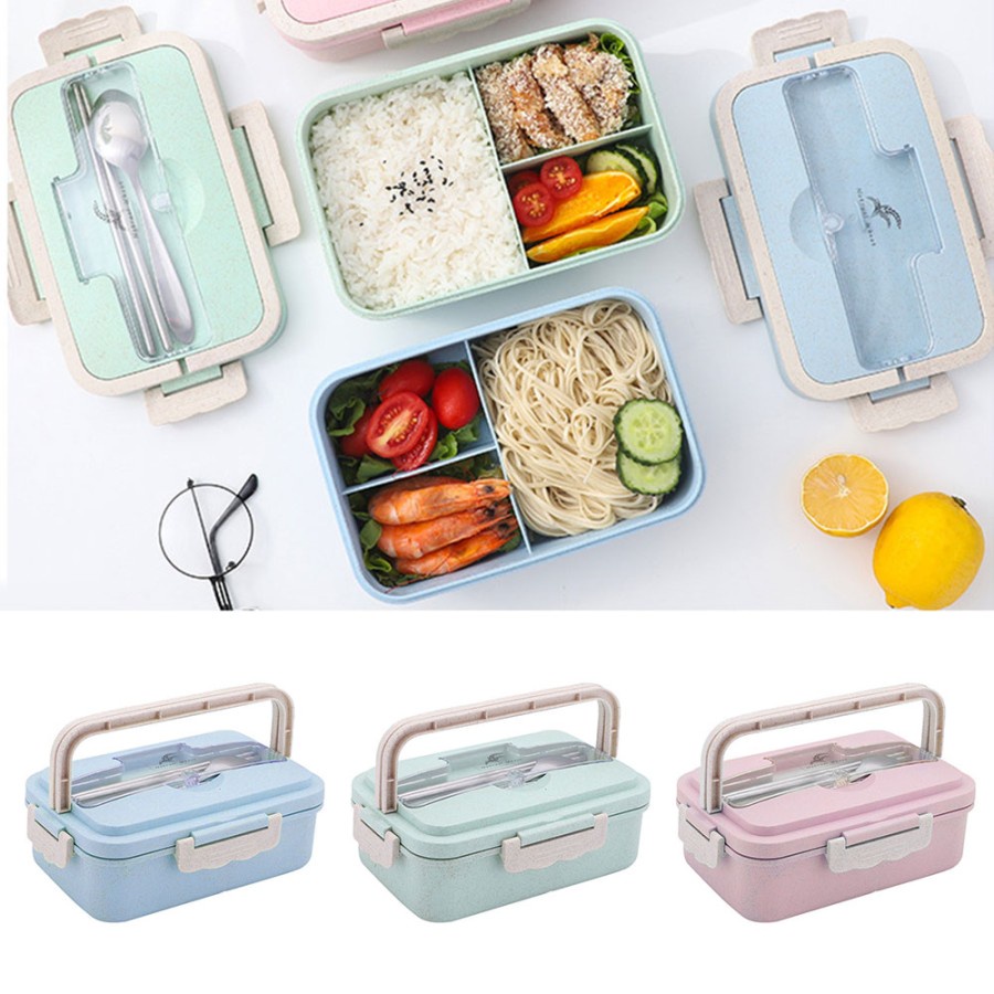 Jual KOTAK MAKAN SIANG LUNCH BOX SET BAHAN JERAMI - LUNCH BOX JERAMI ...