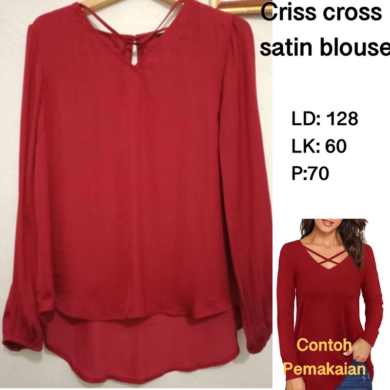 Jual INNABIGSIZE||CRISS CROSS RED (MERAH) BLOUSE BIG SIZE JUMBO SIZE ...