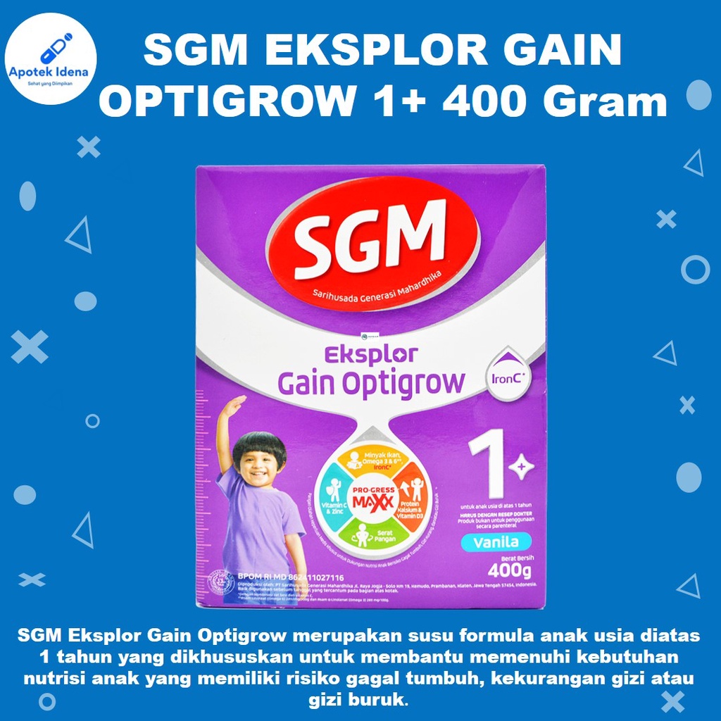 Jual SGM EKSPLOR GAIN OPTIGROW 1 plus Vanila 400 Gram Susu Formula ...