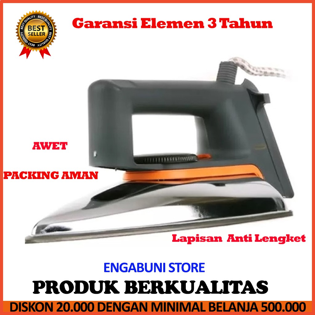 Jual Setrika Listrik MASPION HA-110 - Abu O8P6 Setrika Anti Lengket ...