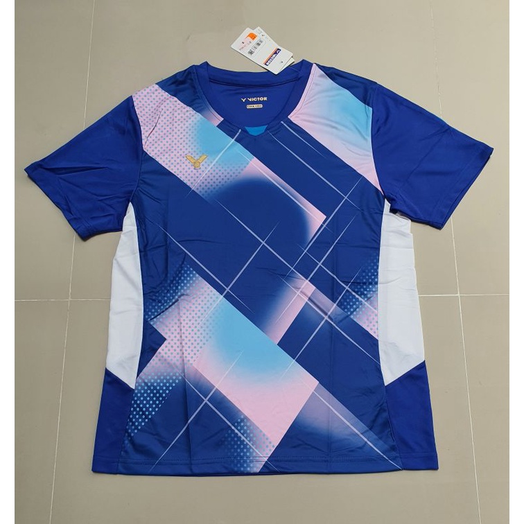Jual V21305 BIRU KAOS BADMINTON VICTOR IMPORT KAOS BULU TANGKIS HENDRA ...