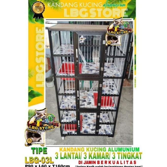 Jual KANDANG KUCING ALUMUNIUM TIPE LBG-03L 3 TINGKAT/ 3 KAMAR/ 3 LANTAI DFGF56456 | Shopee Indonesia